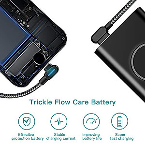 Exeric iPhone Charger Cable, 3Pack LED Right Angle Lightning Cable 90 Degree Nylon Braided Charging Cord Gaming USB Charging/Sync Compatible with iPhone13/12/11/XR/X/8 8Plus/7/7 Plus/6(10FT)