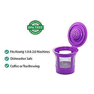 Reusable K Cups Coffee Filter Pod for Keurig 1.0 & 2.0 Machines - K-Cup Refillable Fits K-Duo, K-Classic, K-Elite, K-Select, K-Cafe - 4 Pack Replacement - Universal Fit Most Keurig Brewers