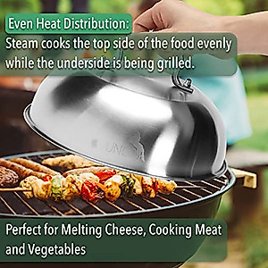 UNCO- Melting Dome, 9 Inch, Stainless Steel, Cheese Melting Dome, Round Basting Cover, Grilling Melting Dome, Cheese Melting Dome for Griddle, Griddle Grill Accessories.