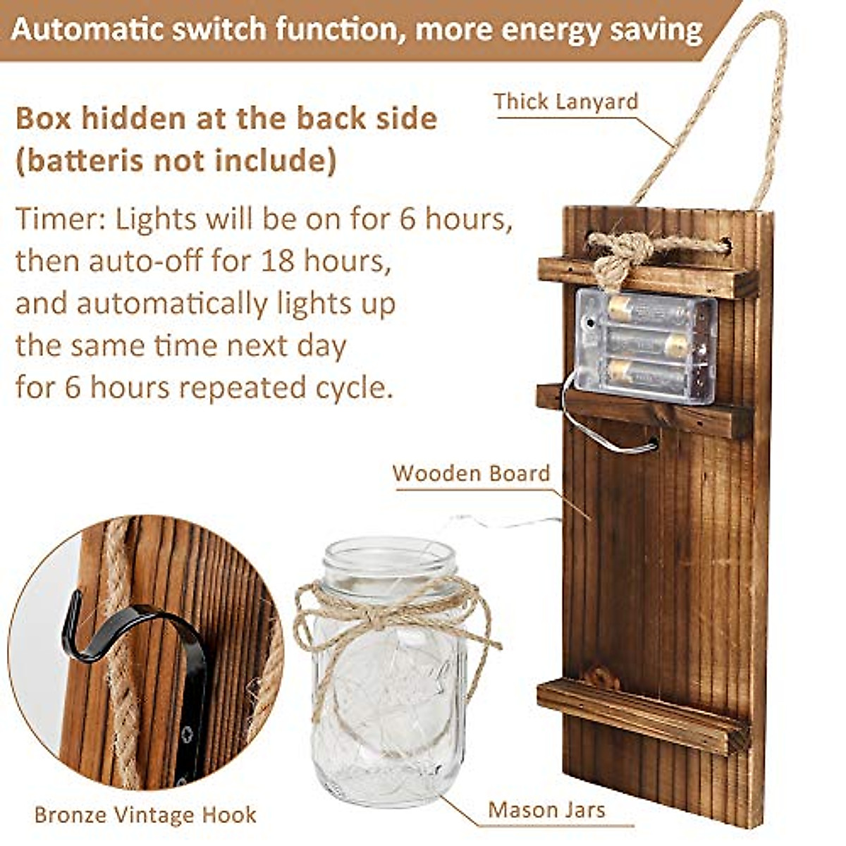 AerWo Sunflower Mason Jar Sconces Wall Decor Set of 2, Upgraded Hanging Sunflower Wall Decor with Remote LED Fairy Lights Rustic Wall Sconces for Farmhouse Kitchen Decorations Wall Home Decor