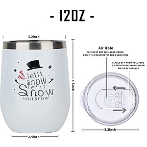 PoTlsren for Women, 12OZ Wine Tumbler with Lid, Stainless Steel Double Wall Vacuum Insulated Coffee Mug Travel Tumbler Cup