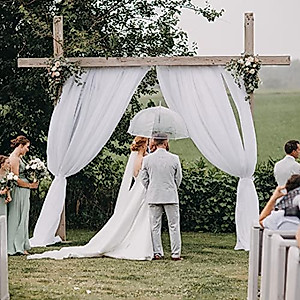 B-COOL White Sheer Backdrop Curtain 10ft by 8ft Chiffon Backdrop Drapes Panels Perfect for Romantic Wedding Decorations