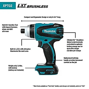 Makita XPT02Z 18V LXT Hybrid Brushless Impact Driver