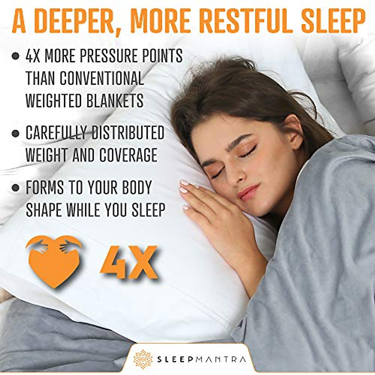 Adult Weighted-Blanket 15 lbs Gray - 60''x80'' Heavy Full/Queen Size 2 Piece Set, Glass Beads Filled Premium Calming Weighted Blanket with Soft Removable Cotton Mink Duvet Cover