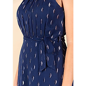 Rhysley Trendy Blue Halter Maxi Dress: Sleeveless Georgette Lurex for Wedding & Summer Parties