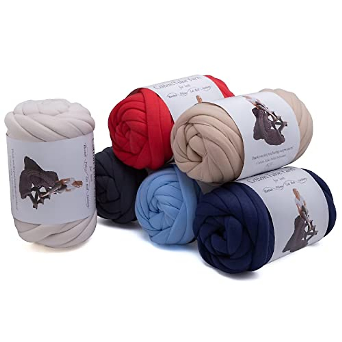 GULAKY Chunky Giant Cotton Tube Yarn Super Soft Thick for Handmade DIY Arm Knitting Blanket Yarn Merino Wool Alternative Home Decor,Blue,1lb