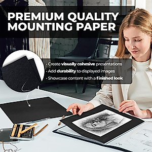 Dunwell Art Portfolio 9x12 Folder - (Blue) with Black Mounting Paper, Portfolio Folder for Artwork, 9 x 12 Art Folder, 24 Pockets Display 48 Pages, Portfolio Binder, Portfolio Book, Art Binder