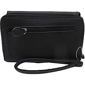 MUNDI Women's Faux Leather MY BIG FAT WALLET Flap RFID Clutch Ladies ib103x (Black)