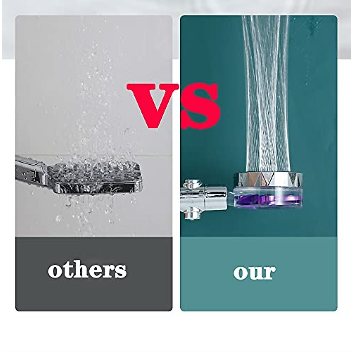 Handheld Turbocharged Pressure Propeller Shower with Adjustable water flow and filter - Upgrade Propeller Driven High-pressure shower head 360 Degrees Rotating with pause switch (Red Premium Suit)