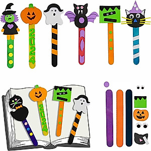 4E's Novelty Halloween Bookmark Craft for Kids 2024-12 Pack Bulk Kids Halloween Crafts Ages 4-8, 8-12 Halloween Activities for Kids Classroom Halloween Bookmarks, DIY Foam Halloween Craft Kit