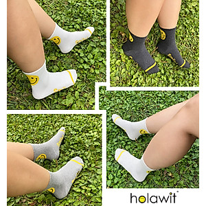 holawit Happy Face Fun Design Positive Smile Back Point Quarter Socks 4P Set