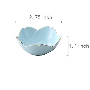 XIGUI Japanese Style Soy Sauce Dishes set of 6, Cherry Blossom Porcelain Sauce Dish Seasoning Dish Sushi Soy Dipping Bowl Dessert Bowl Appetizer Plates Serving Dish for Kitchen Home (Pink)