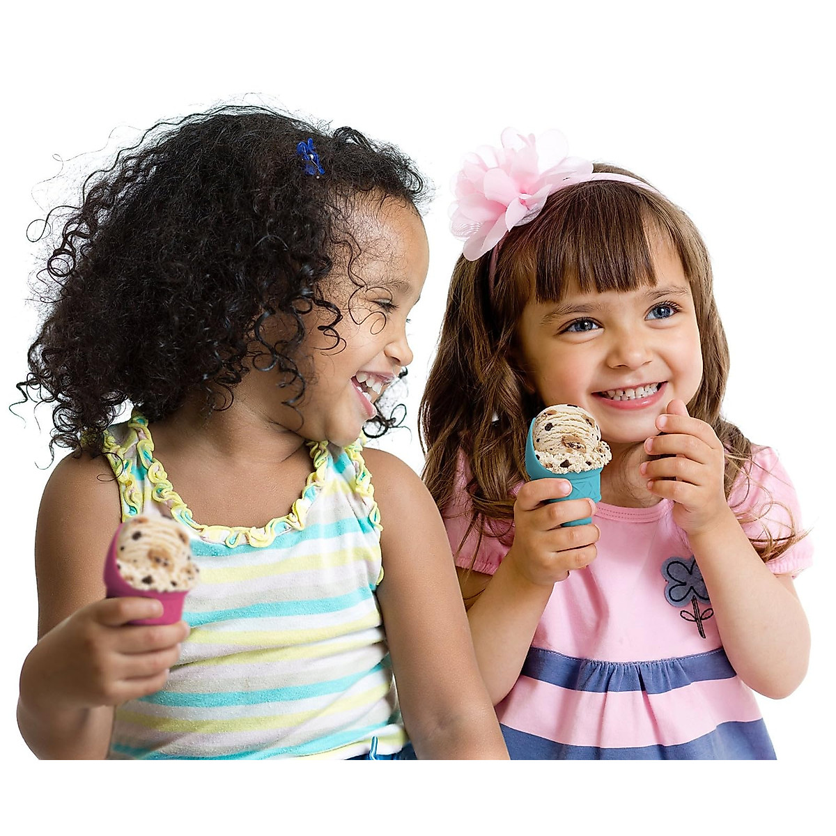 Plastic Ice Cream Cone Holder Ice Cream Snow Cone Rack, 2024 New Ice Cream Cone, Plastic Ice Cream Snow Cone Rack, Food Grade Ice Cream Plastic Cup Spoon For Birthday Party, Gifts For Kids (4 Set)