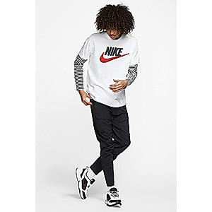 Nike Men's NSW Tee Brand Mark, White/Black/University Red, Large
