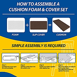 AAAAAcessories Bench Cushions for Indoor Furniture with Ties, Non-slip Bottom and Removable Cover, Indoor Seat Cushions Pads for Piano, Dining Bench and Bay Window, 36''×14''×2'', Brown