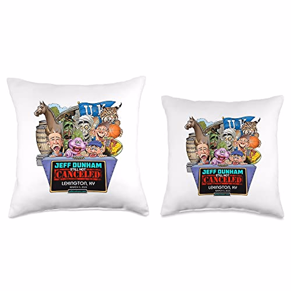 JEFF DUNHAM Lexington, KY (2023) Throw Pillow, 16x16, Multicolor
