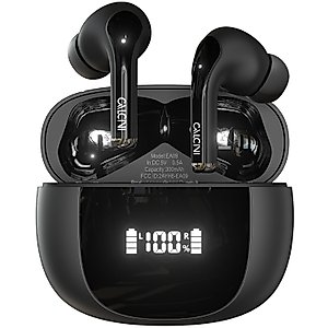 CALCINI Wireless Earbuds, Bluetooth Earbuds 5.3 with LED Power Display Charging Case (Black)