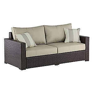 Serta Laguna Resin Outdoor Patio Furniture Collection, Sofa, Brown Wicker