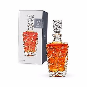 Viski Prism Whiskey Decanter, Lead-Free Crystal Liquor Carafe, Stylish Barware, Set of 1, 850 ml