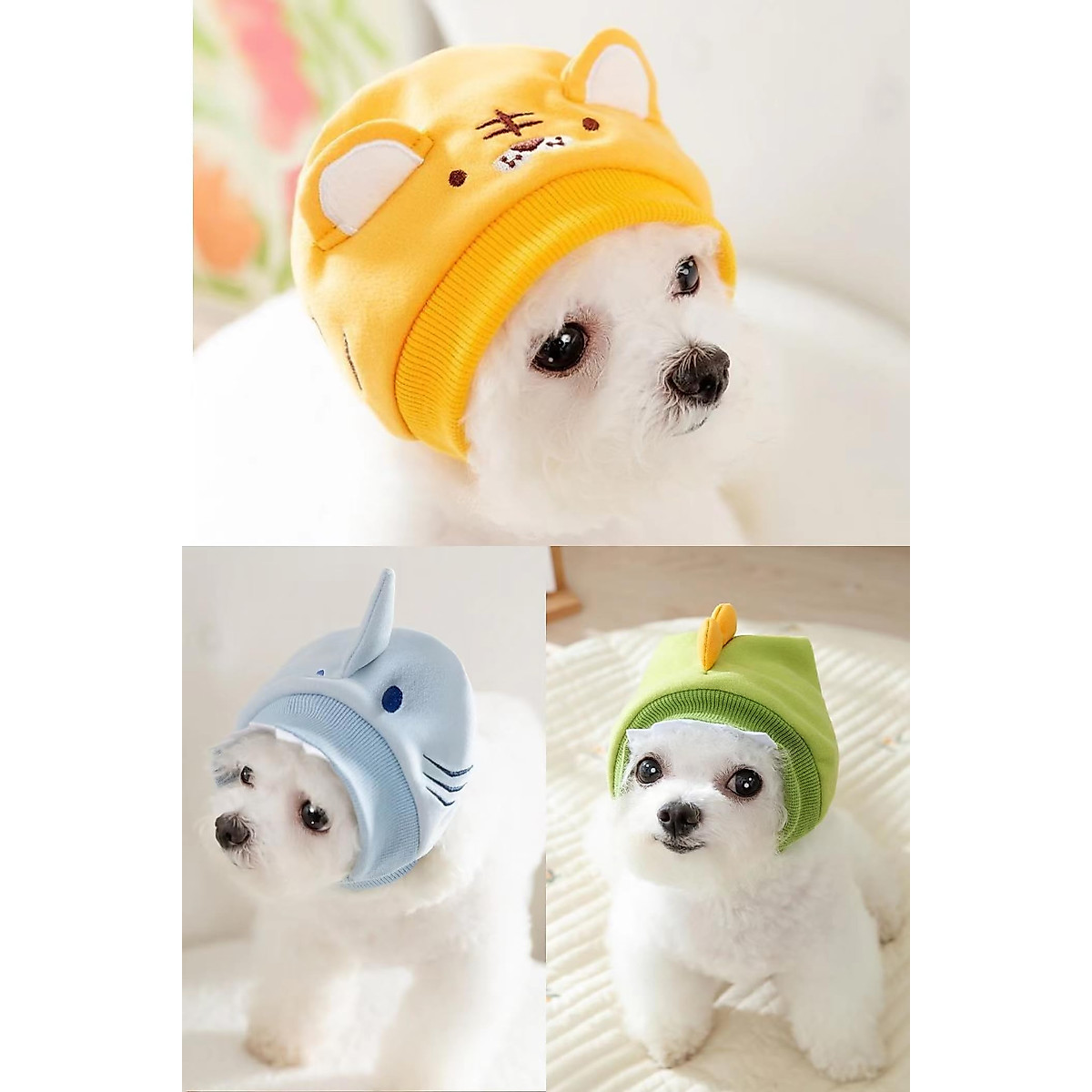 3PCS Dog Ear Muffs,Pet Ear Cover Noise Protection Ears Warm Cute Soft Pet Headwear Grooming Accessories Apparels (Medium)