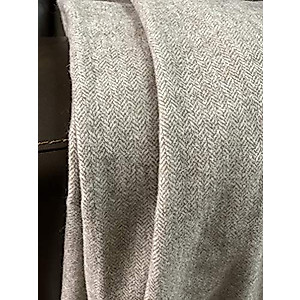 Eikei Wool Throw Blanket Geo Herringbone Pattern Oversized Couch Throw Blanket Fringe Trim Soft Merino Woolen Afghan Minimalist Style Lightweight Machine Washable (Light Beige, 55Wx78L)