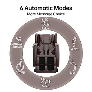 SMAGREHO 2024 New Massage Chair, Zero Gravity and Full Body Airbags Massage, 6 Auto Modes, 8 Fixed-Point Massage Rollers and Waist Heating (Brown)
