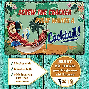 Tiki Bar Decor 3PC Set, Fun Tiki Bar Signs for Your Tiki Bar, 8" x 12", Ready to Hang with 12 Screws included, Tiki Bar Decorations, Tiki Bar Accessories, Tiki Decorations Outdoor