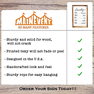 Laundry Time Sign - Laundry Room Wall Decor - Laundry Sign, Modern Farmhouse Decor, Laundry Room Rules Sign, Laundry Room Decor with Solid Wood Frame - 11 x 16 Inches
