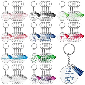 Unittype Inspirational Acrylic Keychain with Tassels Key Rings Religious Bible Verse Sign Christian Keychain Multicolor Key Chain Keychains Gift for Teen Girl Women Teachers Coworker Friends (50)
