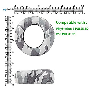 Geekria QuickFit Replacement Ear Pads for Sony Playstation 5 Pulse 3D PS5 Wireless Headphones Ear Cushions, Headset Earpads, Ear Cups Repair Parts (Camo)
