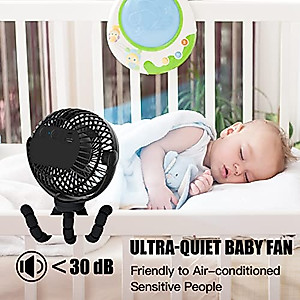 Portable Stroller Fan, Use As Power Bank, 65H 12000mAh Battery Operated Fan Flexible Tripod Baby Car Seat Fan, Personal Mini Handheld/Desk/Small Clip On Fans For Stroller, Carseat, Beach, Bed, Camping