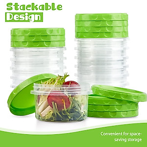 Zezzxu 12 Pack 8 oz Small Plastic Containers with Screw on Lids, Reusable Deli Containers Stackable Food Storage Jars, Microwave & Freezer Safe (Green)