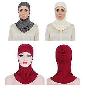 9 Pieces Modal Hijab Turban Muslim Hijab Cap Adjustable Muslim Scarf Stretchy Head Scarf for Women