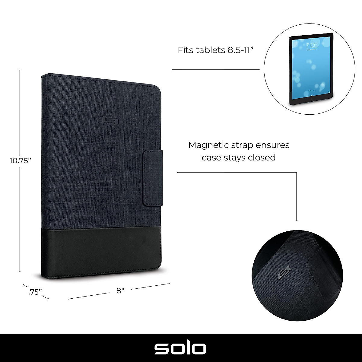 Solo New York Velocity Universal Tablet Case with Camera, Navy