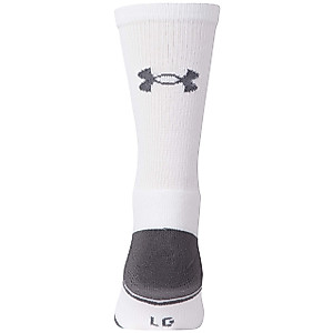 Under Armour Adult Resistor 3.0 Crew Socks, Multipairs , White/Graphite (12-Pairs) , X-Large