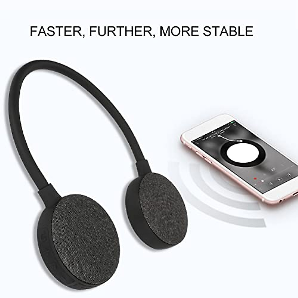 Diydeg Neckband Bluetooth Speaker, Portable HiFi Sound Stereo Neck Speaker Wireless Wearable Speaker with Microphone, Rechargeable Handsfree Wearable Speaker System for Home Sport Outdoor(Black)