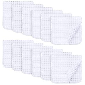 SWEET DOLPHIN 12 Pack Muslin Burp Cloths Large 100% Cotton Hand Washcloths for Baby - Baby Essentials Extra Absorbent and Soft Boys & Girls Milk Spit Up Rags for Newborn Registry - White, 20" X10"