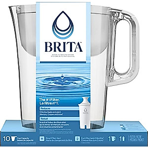 Brita Large 10 Cup Water Pitcher with 1 Standard Filter, Made Without BPA, Huron, (Packaging May Vary), Small, Bright White