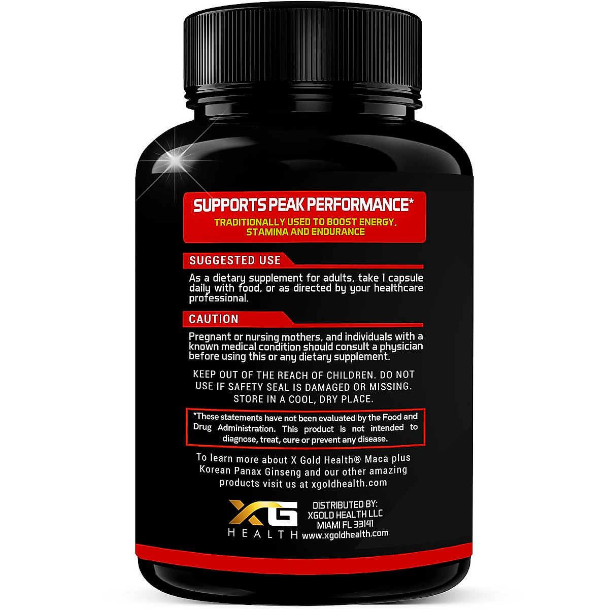 Maca Root Capsules 10,000mg + Korean Panax Ginseng 1,400mg - 20x Concentrated Extract Black + Red + Yellow Maca Root, 10x Concentrated Extract Panax Ginseng Capsules - Ultra Potent & Highly Purified