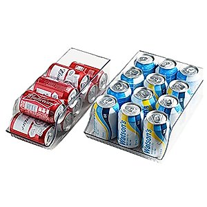 Xicennego Pop-Up Soda Can Dispenser Storage Organizer Bin (2pack-Large&Small) PET Can Holder Storage Beverage Canned Food Organizer For Kitchens Refrigerators Counters Freezers Shops Camping RVs