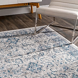 nuLOOM Vintage Anaelle Area Rug, 5' x 8', Blue, Rectangular, 0.3" Thick