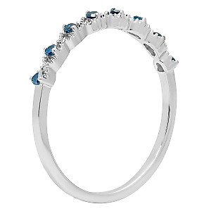Dazzlingrock Collection 0.08 ctw Round Blue Diamond Wedding Band for Women in 925 Sterling Silver Size 7