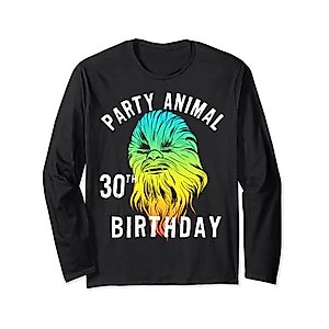 Star Wars Chewie Party Animal 30th Birthday Color Portrait Long Sleeve T-Shirt