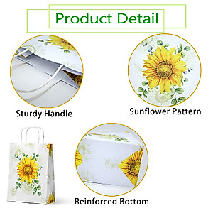 FRIDAY NIGHT Sunflower Candy Bags with Handles Sunflower Themed Party Gift Bag for Thanksgiving Summer Fall Rustic Party Baby Shower Birthday Wedding Bridal Shower Party Supplies(24 Pcs)