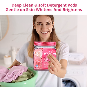 Natural Solution 5-in-1 Laundry Pods, Total 96 Count, Ultra Concentrate with Powerful Stain Lifter Technology, Fabric Softener With Rose Extracts, Detergent Pods, 32 Count/Each (Pack of 3)