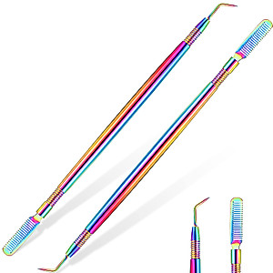 Chumia 2 Pieces Eyelash Lift Perm Tool Lash Separator Tint Tool Stainless Steel Metal Lash Lift Rods for Eyelash Eyebrow Perming Tinting Curling Extensions Supplies(Multi Color)