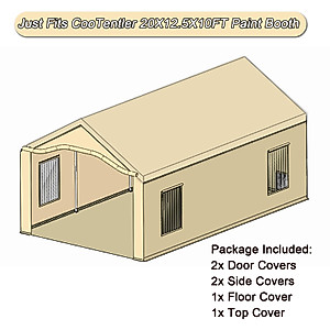 CooTentler 20x12.5x10FT Portable Paint Booth Cover Replacement Tarp (Not Include Metal Frames)