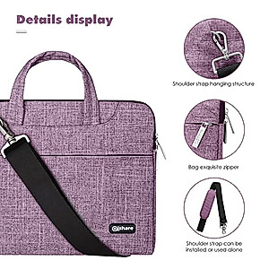 Qishare 11.6 12 inch Laptop Case Laptop Shoulder Bag, Multi-functional Notebook Sleeve Carrying Case With Strap for Notebook Microsoft Surface Pro Macbook Air 11 12(Purple Lines)