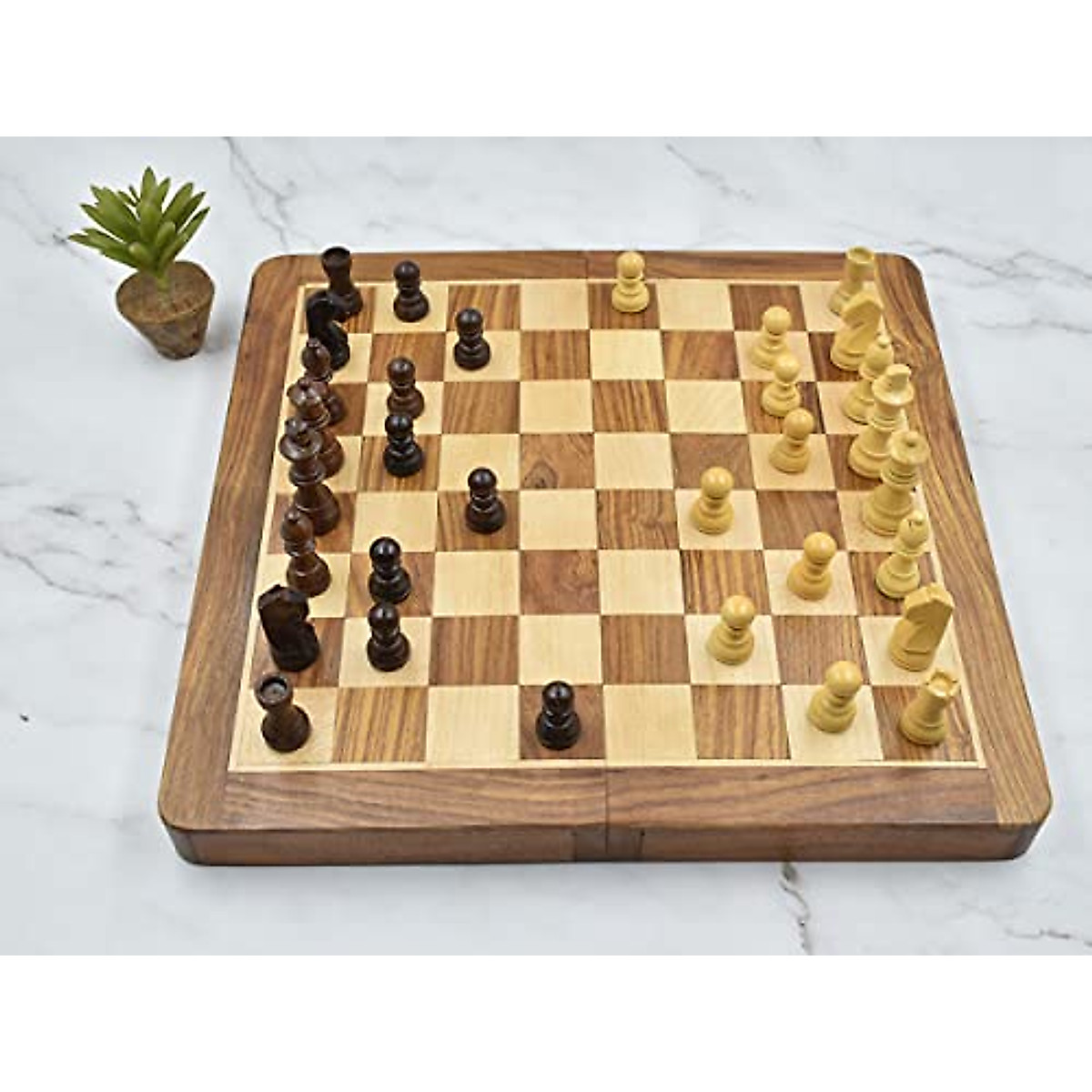 STORE INDYA Handmade Premium Wooden Magnetic Folding Chess Board Set with Storage Box -12 Inch| Travel Chess Board Game |Tournament Chess Set| Strategy Educational Board Games for Kids Adults Teens