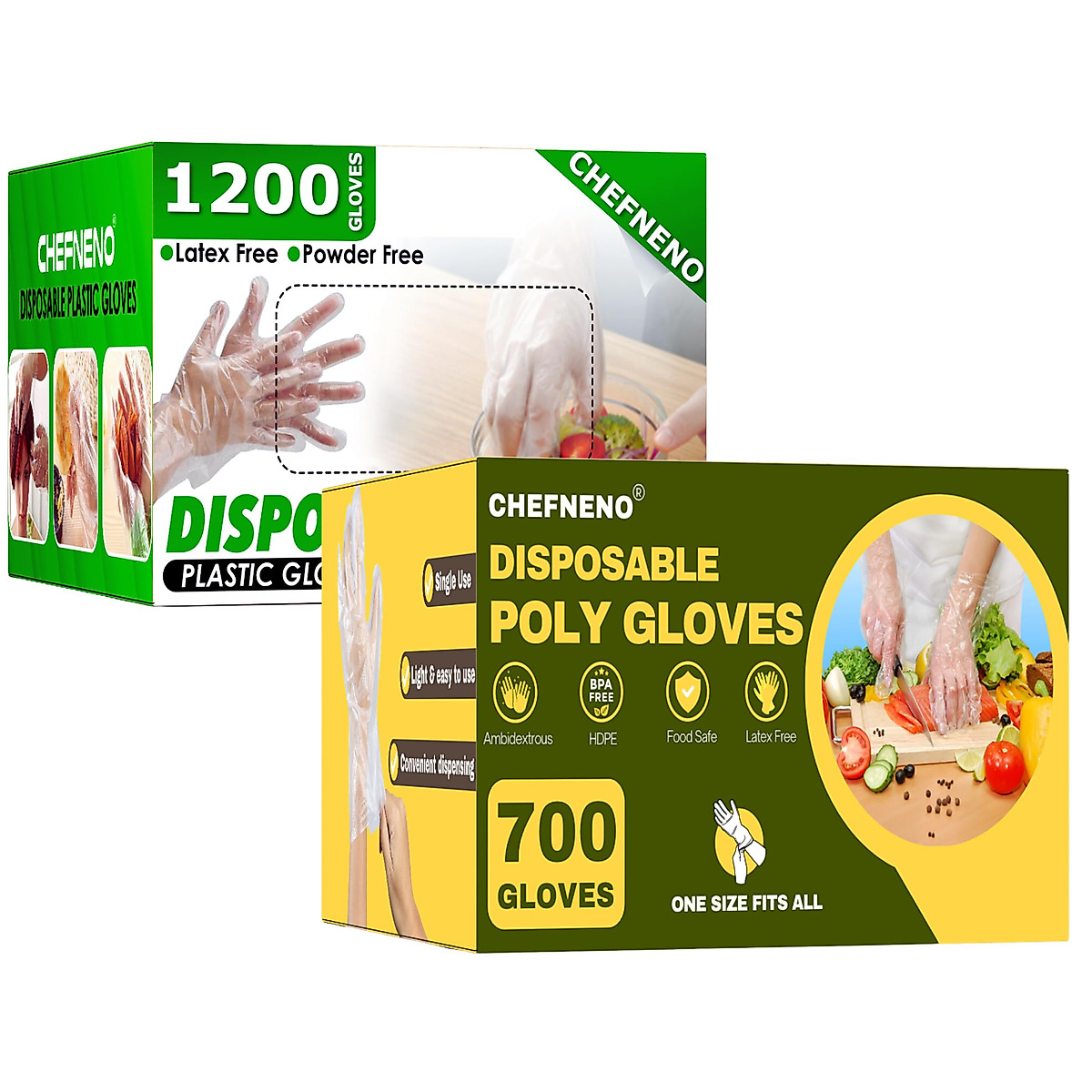 CHEFNENO Disposable Food Prep 700 Gloves (350 Pair) Plastic Disposable Gloves Kitchen Cooking Cleaning Food Handling Gloves (700 PCS)